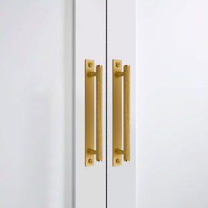 Matte Brass Knurled Solid Brass Cabinet Pull with Backplate